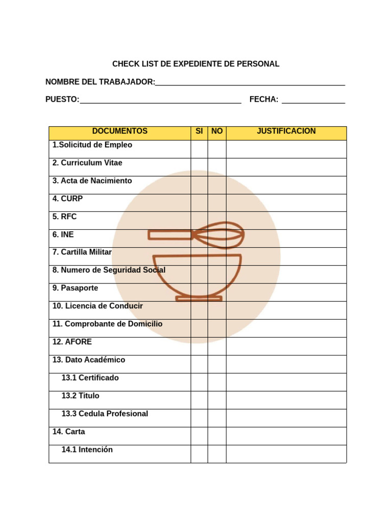 CHECK LIST DE EXPEDIENTE DE PERSONAL Golden | PDF