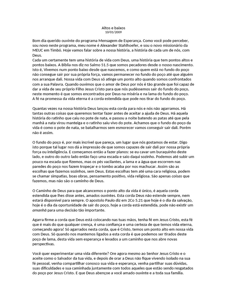 Altos e Baixos - 10.01.2009 | PDF