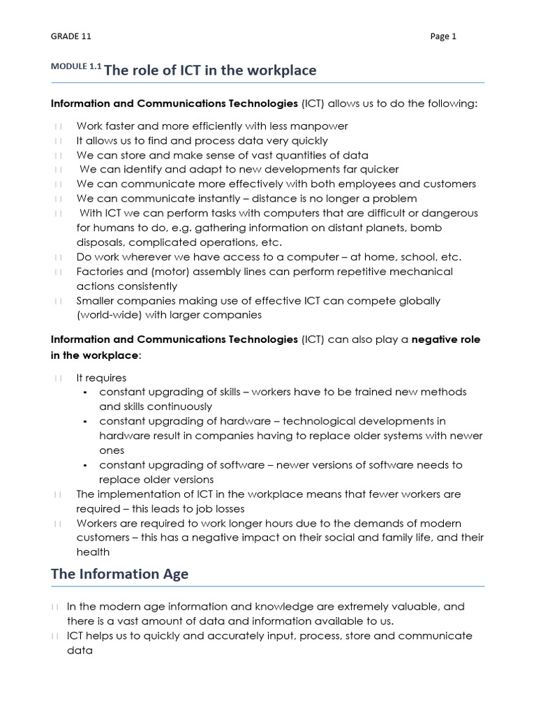 Module 1.1 - Its All About ICT | PDF