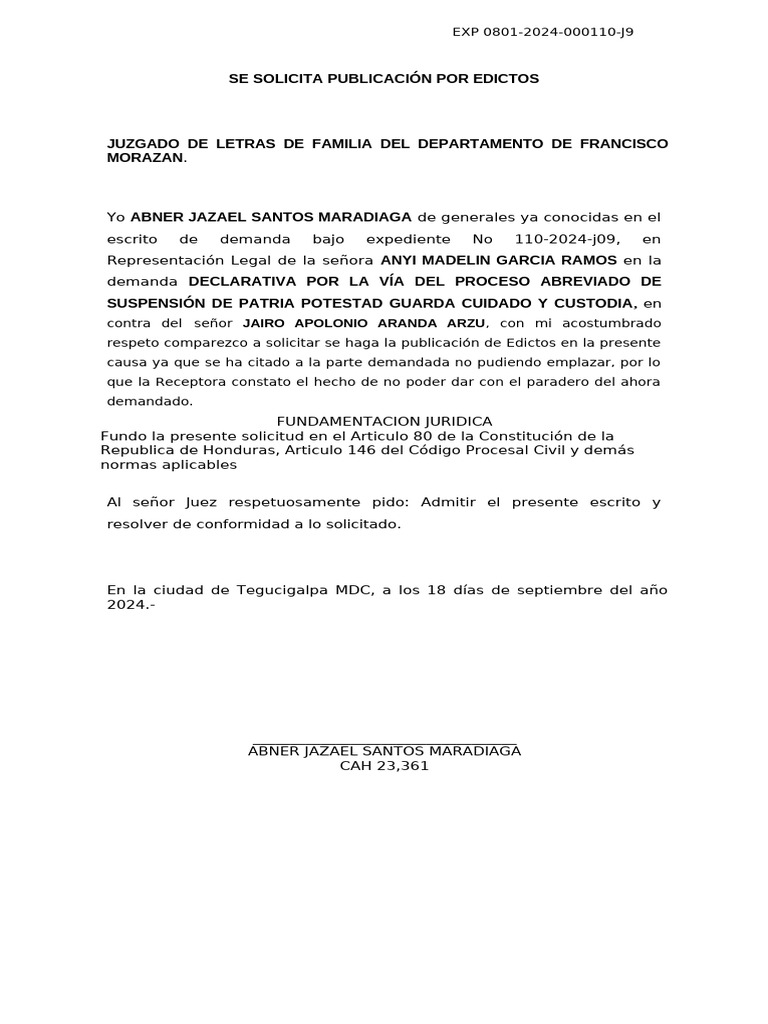 Solicitud de Publicacion Por Edictos | PDF