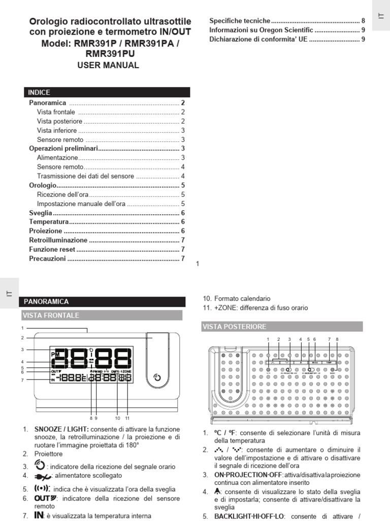 Libretto Istruzioni Oregon Scientific RMR391P | PDF