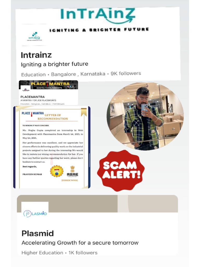 Scams - Intrainz, Plasmid, Placemantra | PDF