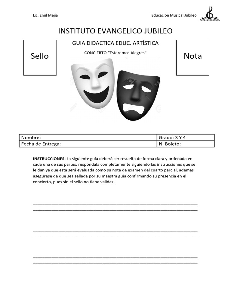 Guia Del Concierto 3 y 4 Grado 2024 | PDF | Teatro