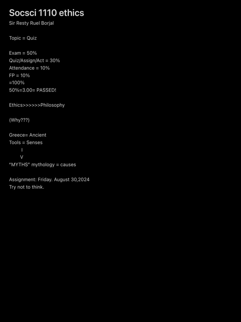 Socsci 1110 Ethics | PDF