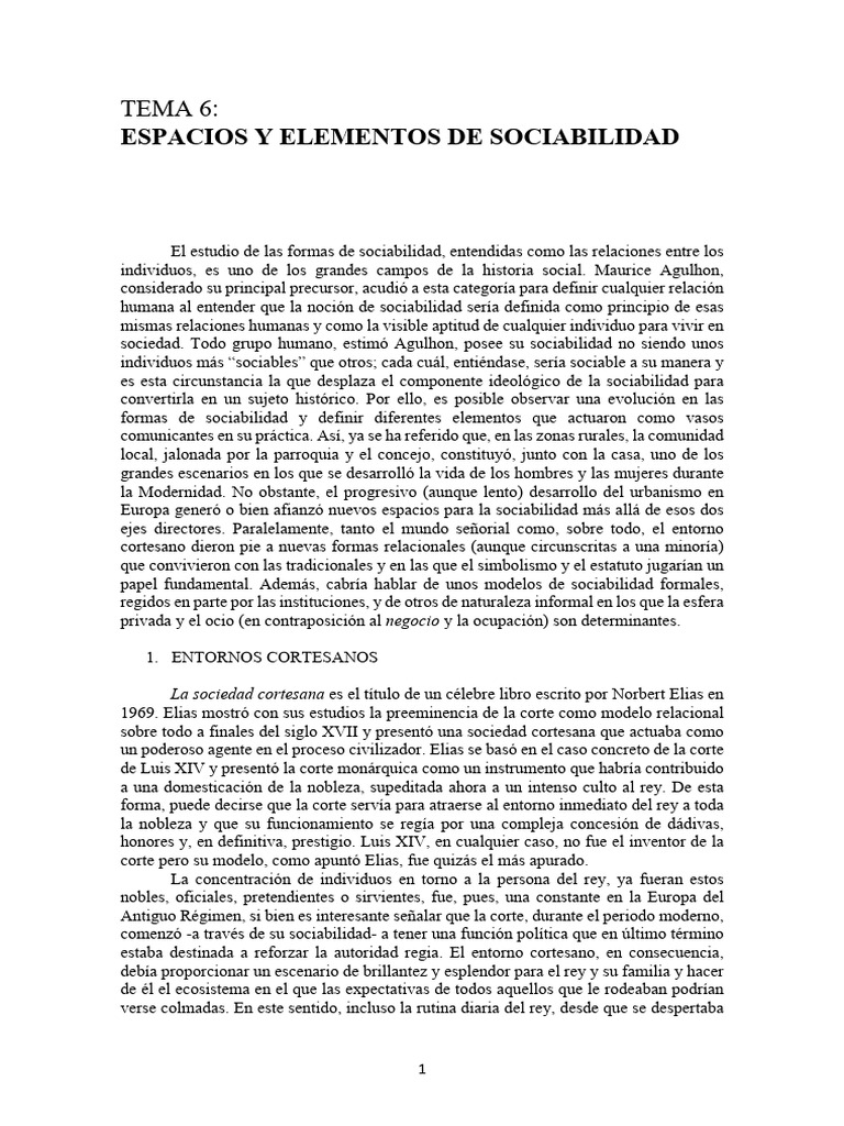 Espacios y Elementos de Sociabilidad | PDF | Madrid | Socialización