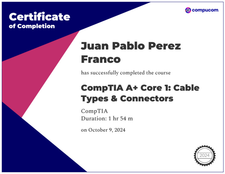 CompTIA A+ Core 1_ Cable Types & Connectors | PDF