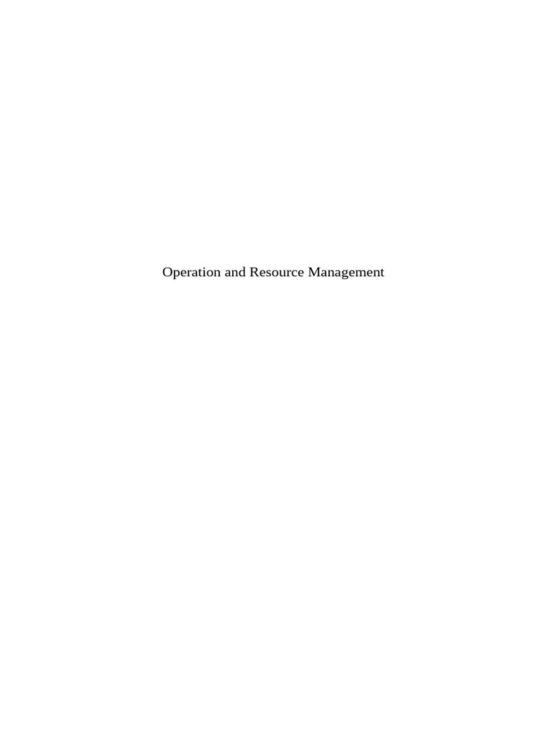 Operation and Resource Management | PDF