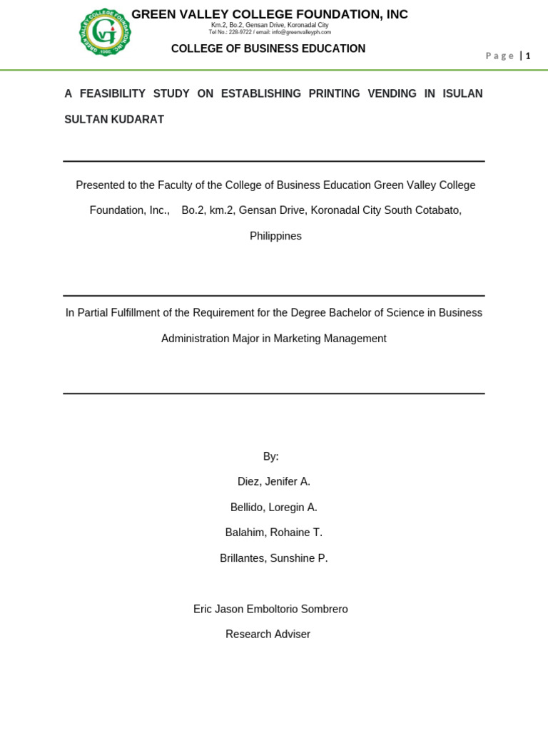 Chapter 1 Feasibility Study | PDF