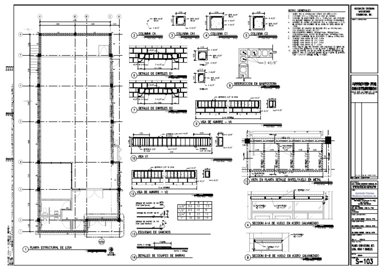 Dom0213-B01 S-103 Planta Estructural Vigas Columnas-S | PDF