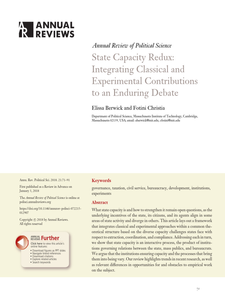 State Capacity Redux - Elissa Berwick and Fotini Christia | PDF