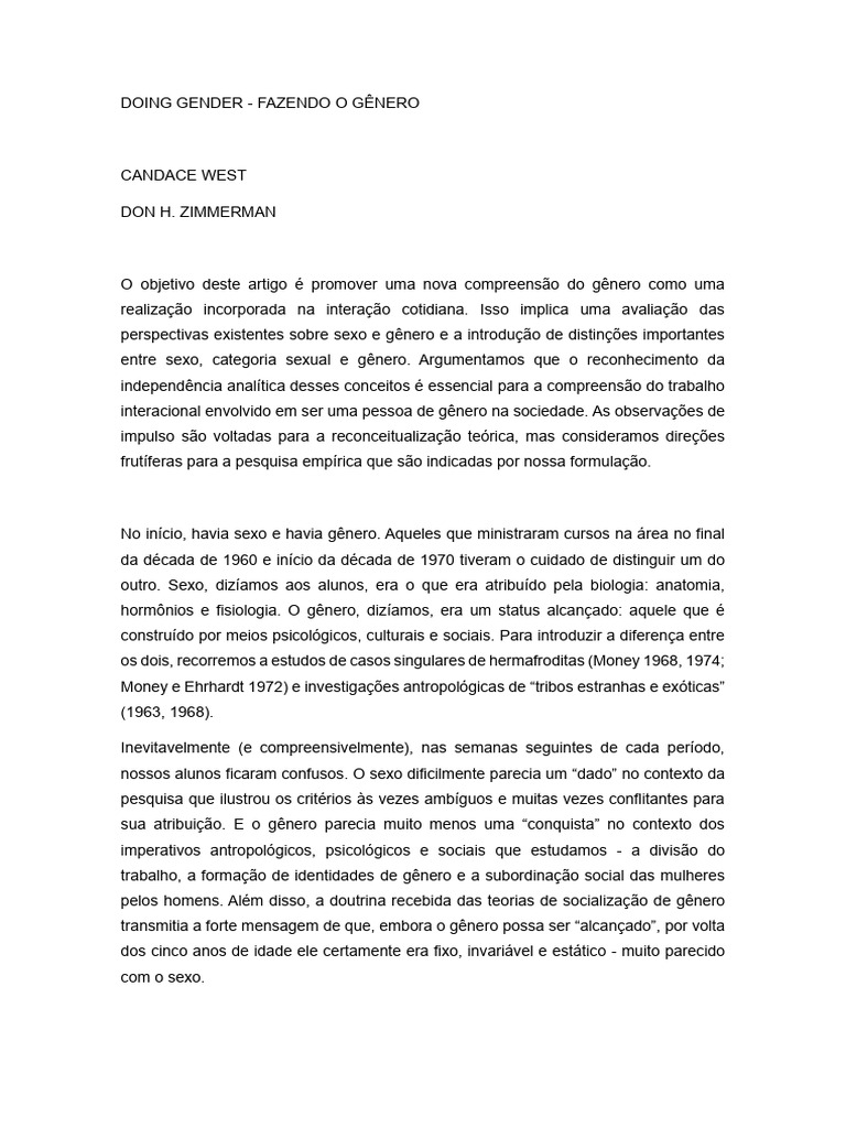 Doing Gender Traduzido | PDF
