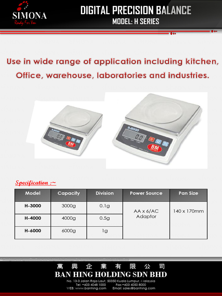 BM H Series Digital Precision Balance New | PDF
