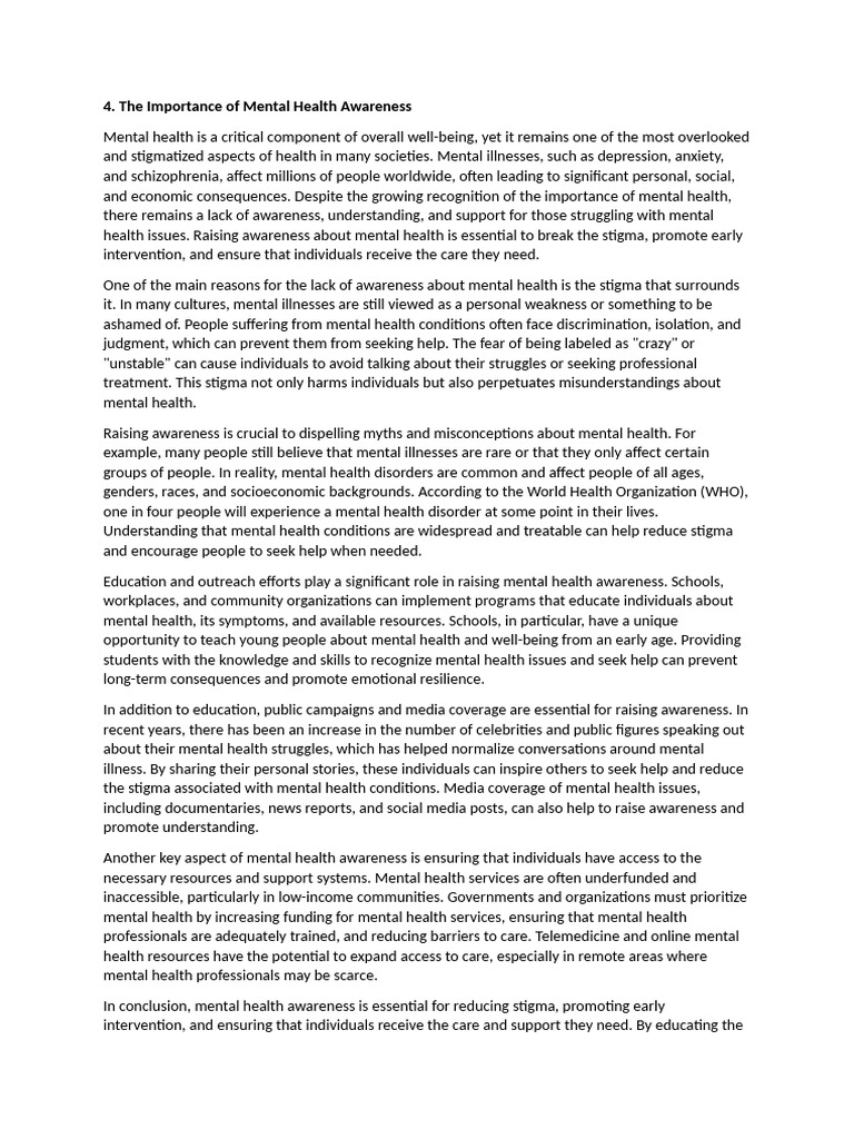 The Importance of Mental Health Awareness | PDF