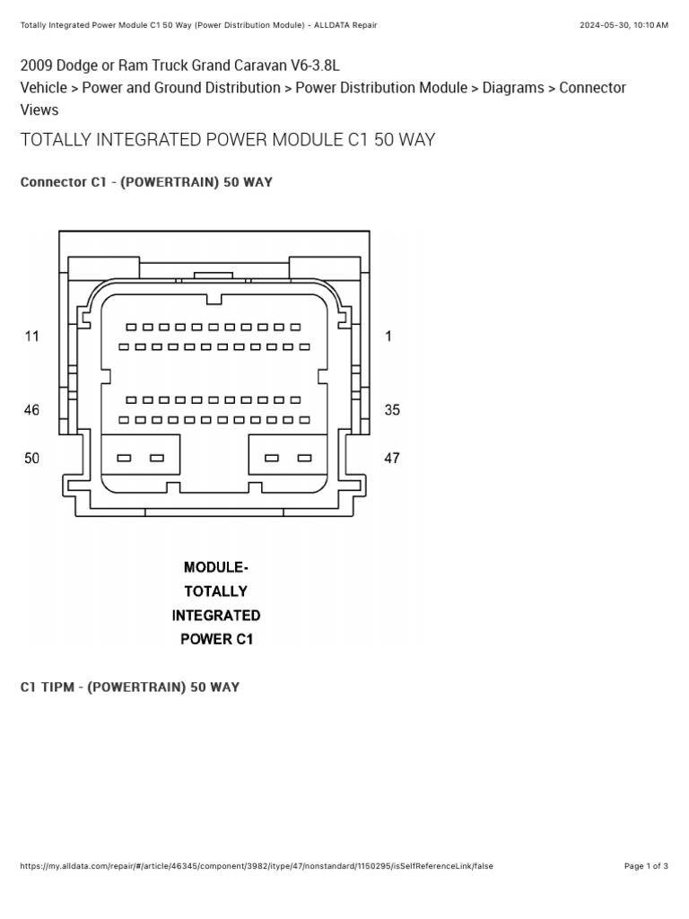 Totally Integrated Power Module C1 50 Way (Power Distribution Module) - ALLDATA Repair | PDF