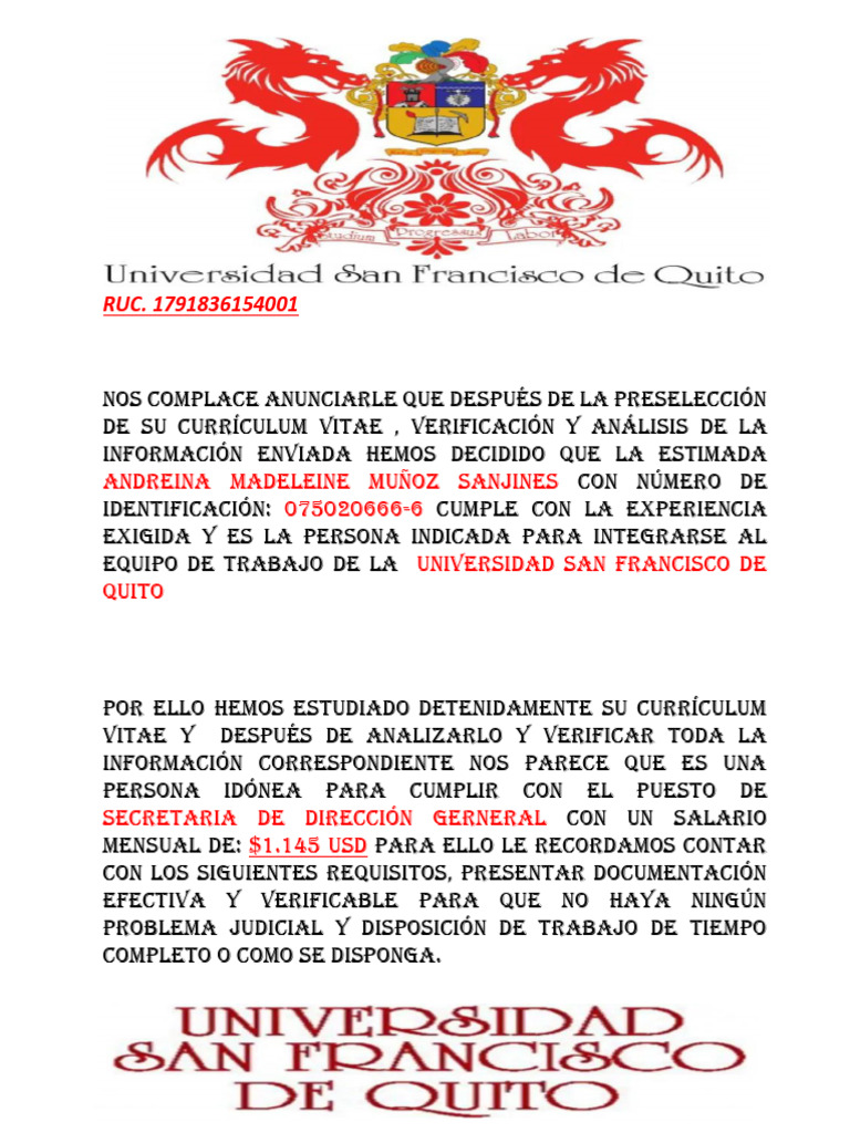 Universidad San Francisco de Quito | PDF