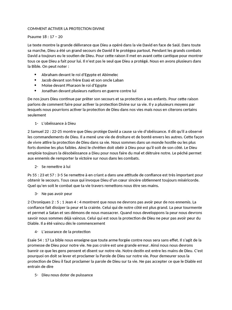 Comment Activer La Protection Divine | PDF