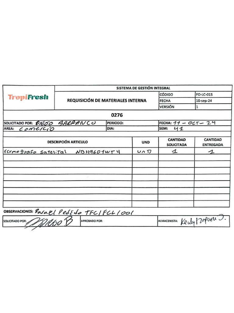 Requisición 0276 11 Octubre 2024 | PDF