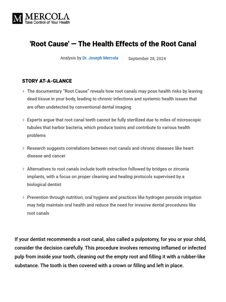 Root Canal Health Effects PDF | PDF