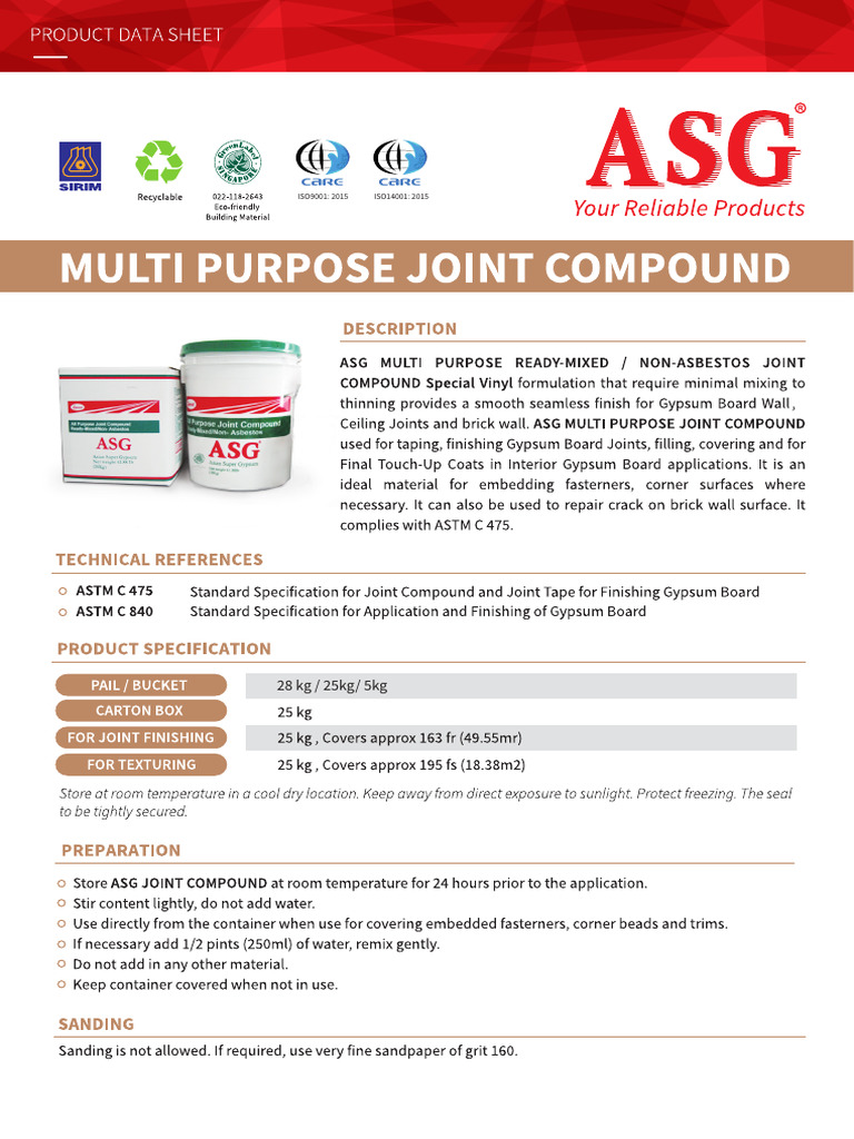 ASG PDS Joint-Compound | PDF