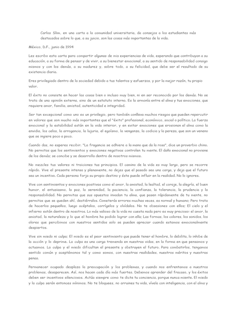 Carta de Carlos Slim | PDF