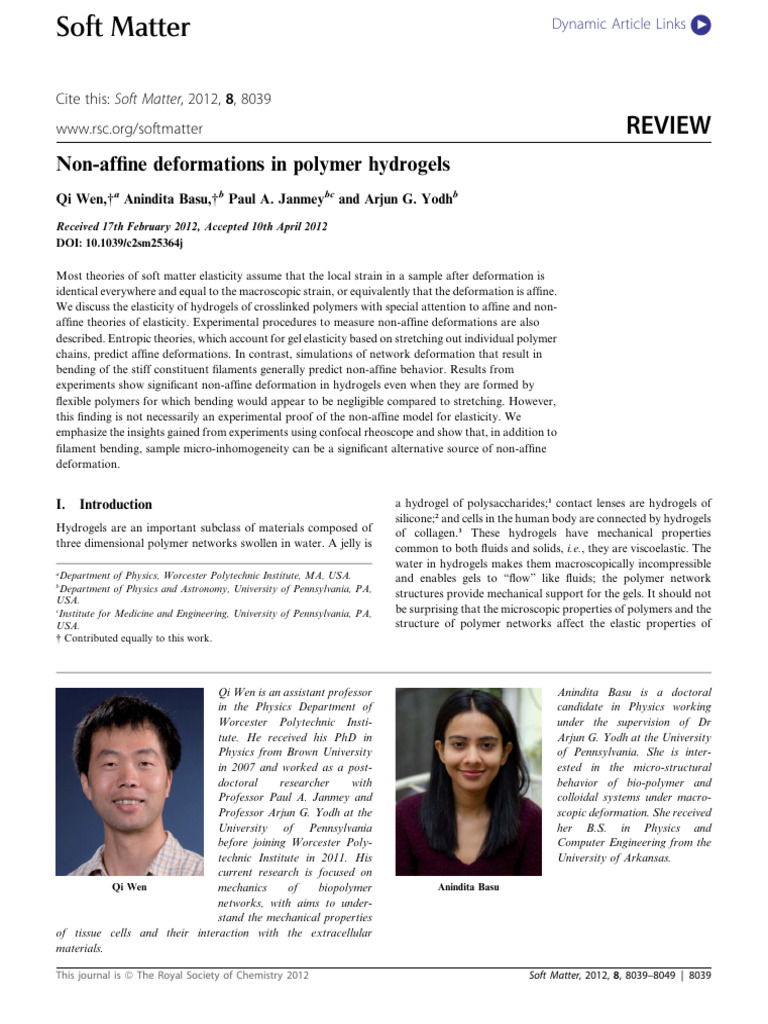 Non-Affine Deformations in Polymer Hydrogels | PDF