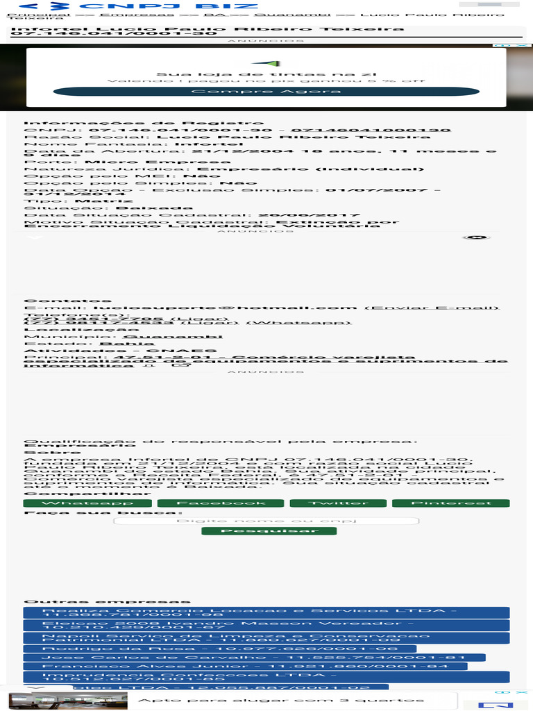 Infortel Lucio Paulo Ribeiro Teixeira 07146041000130 | PDF