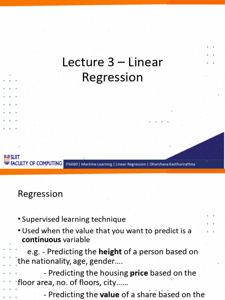 Lecture 3 - Linear Regression | PDF
