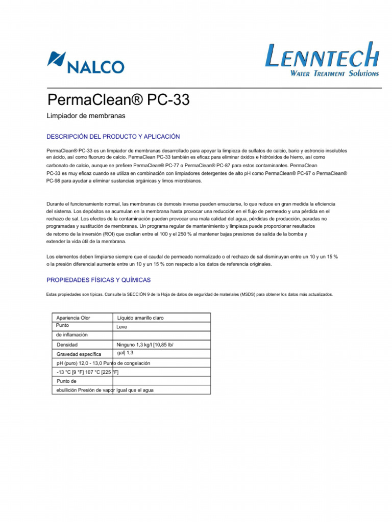 Ecolab Permaclean PC 33 L | PDF