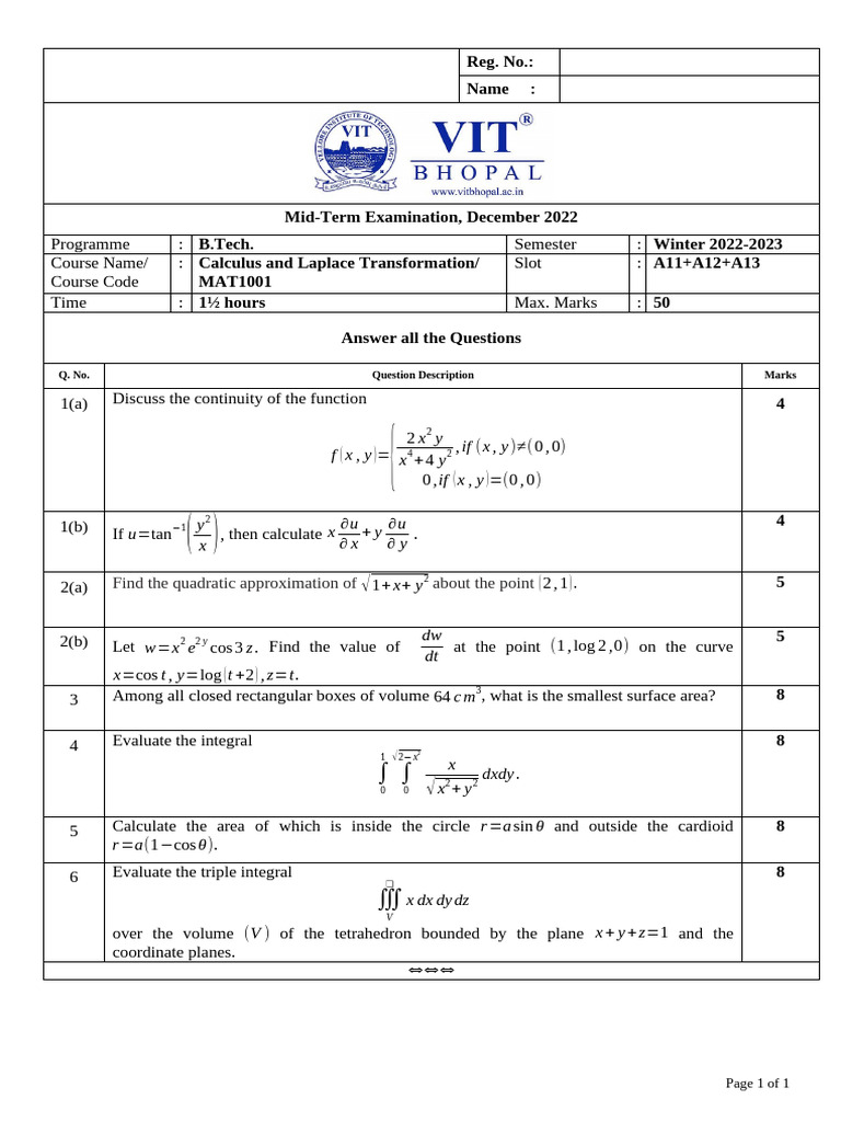 A11+A12+A13 - MAT1001 - Calculus and Laplace Transformation - Winter ...