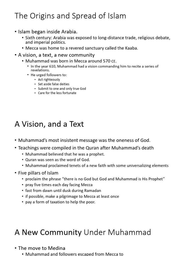 Ch. 9 The Origins and Spread of Islam | PDF