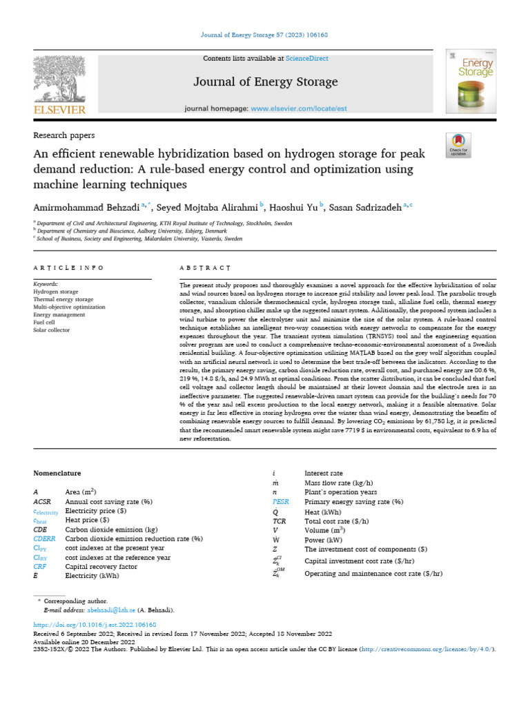 An Efficient Renewable Hybridization Based On Hydrogen Storage For Peak ...