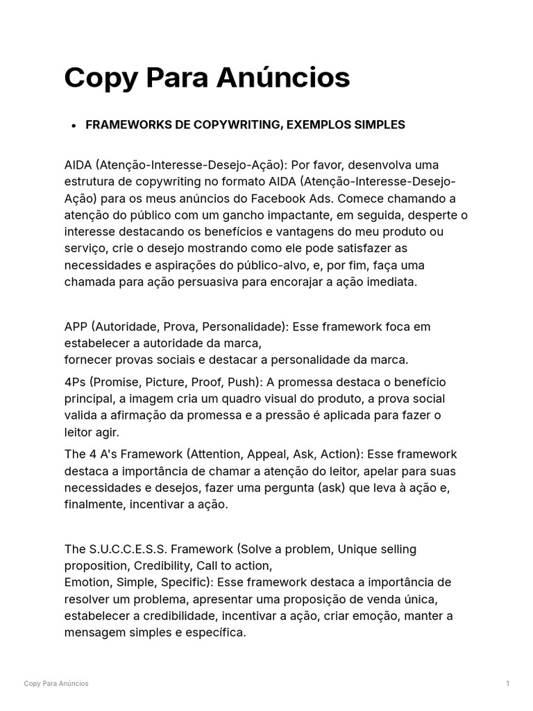 Copy para Anncios | PDF