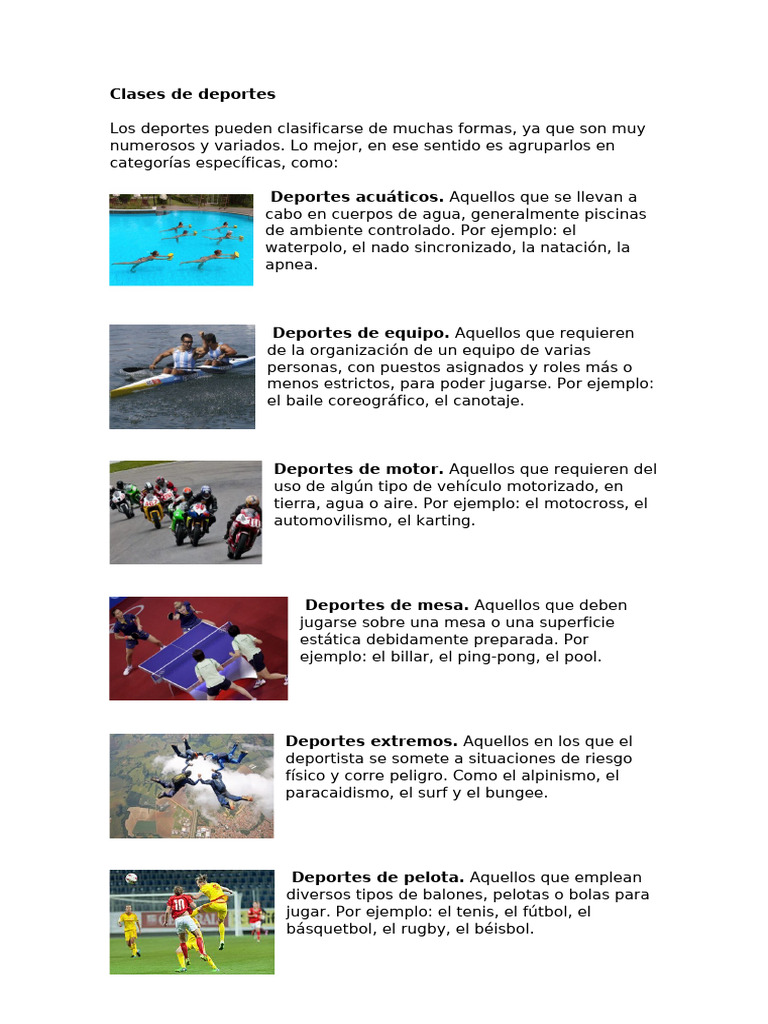 Clases de Deportes | PDF
