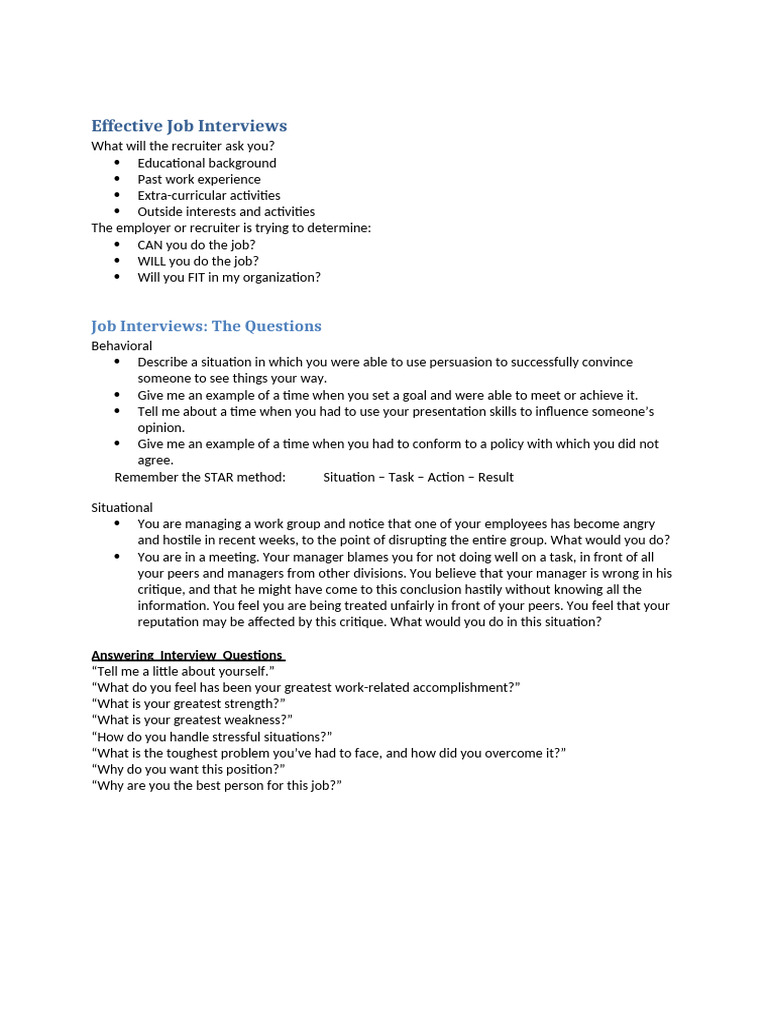 İNG 004 - Slides - Job Interview - Class Notes - 2 | PDF