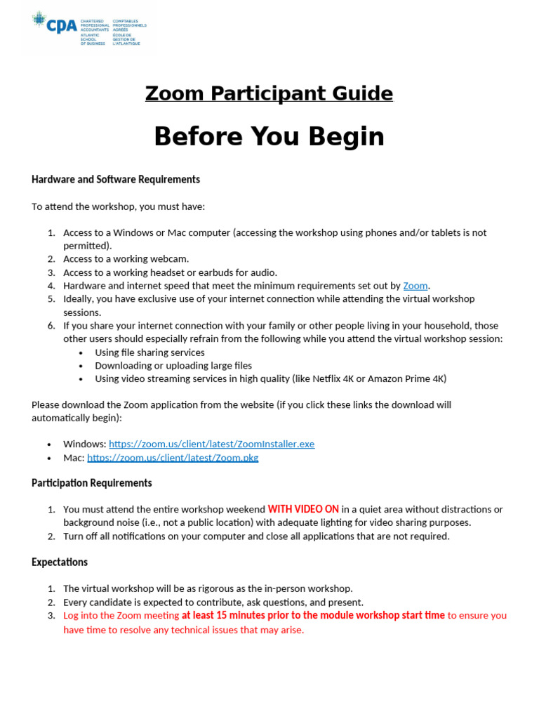 Zoom Virtual Workshop Participant Guide ATL | PDF