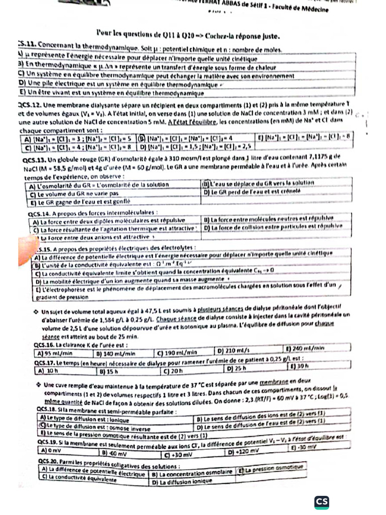 Biophysique EMD 1+CT | PDF