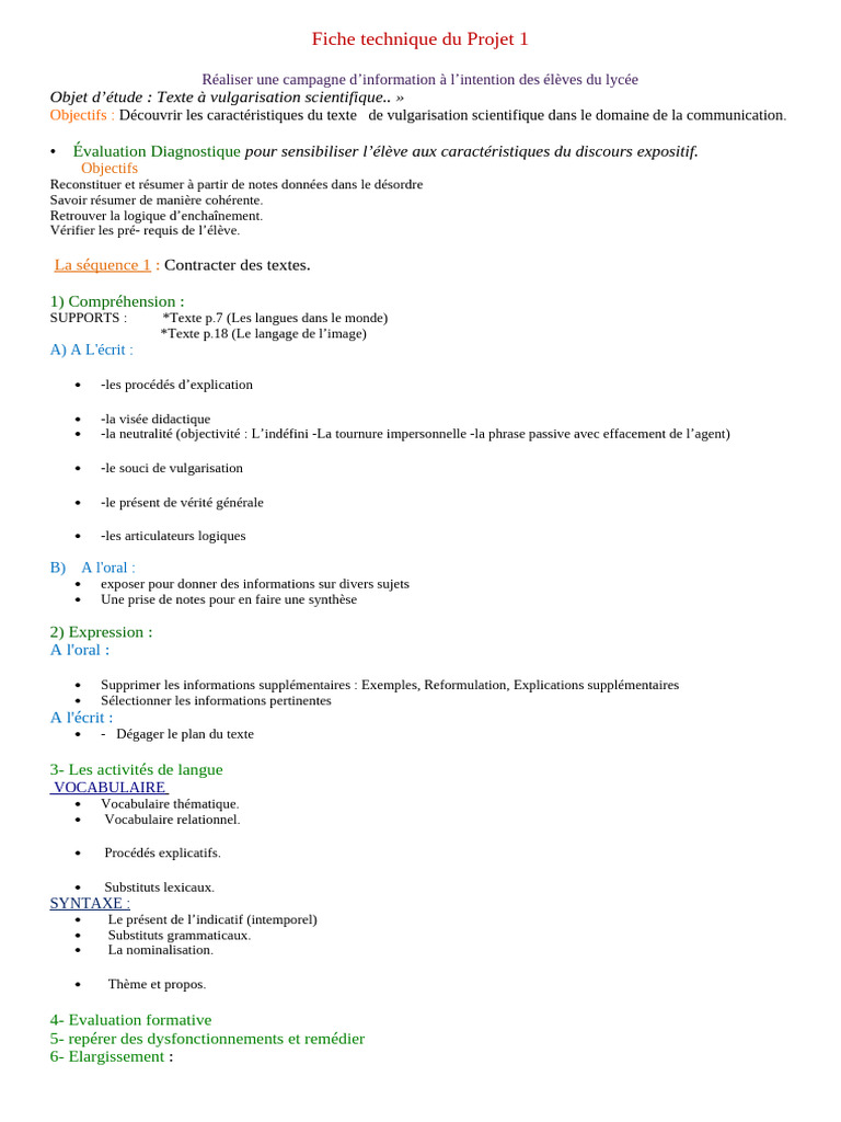 cannevas du projet (1) | PDF