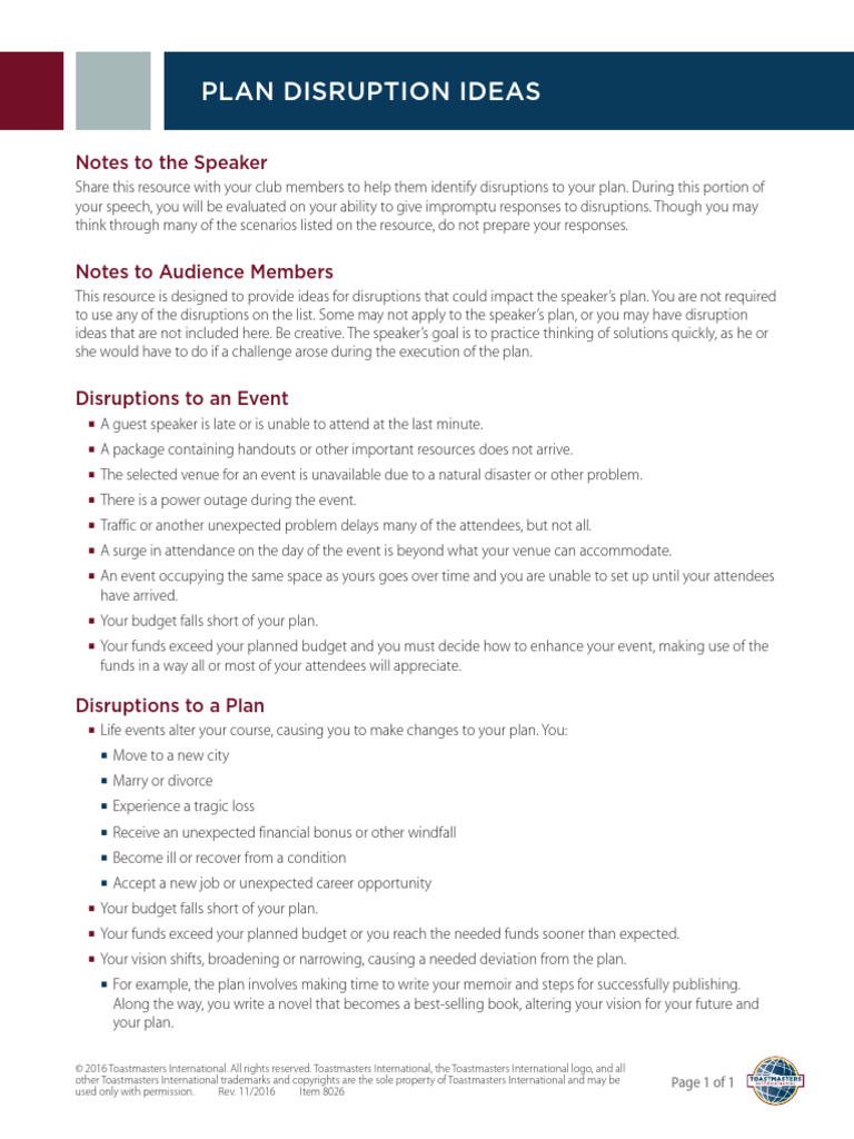 8026 Plan Disruption Ideas | PDF