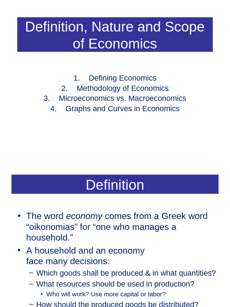 Topic 1.0 Definition, Nature Scope of Economics | PDF