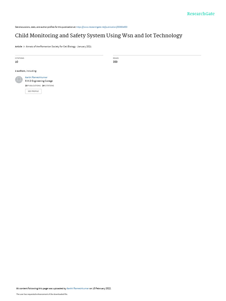 R.AARTHI 2 annalsofR.S.C.B | PDF | Internet Of Things | Integrated Development Environment