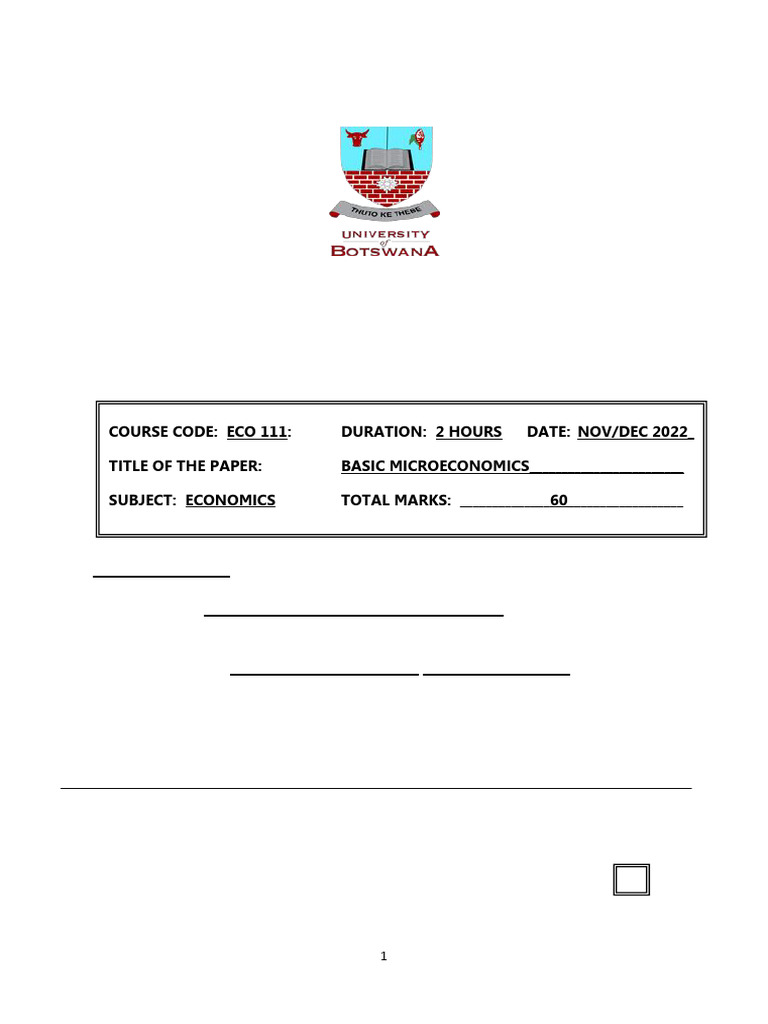 ECO 111 2022 EXAM | PDF
