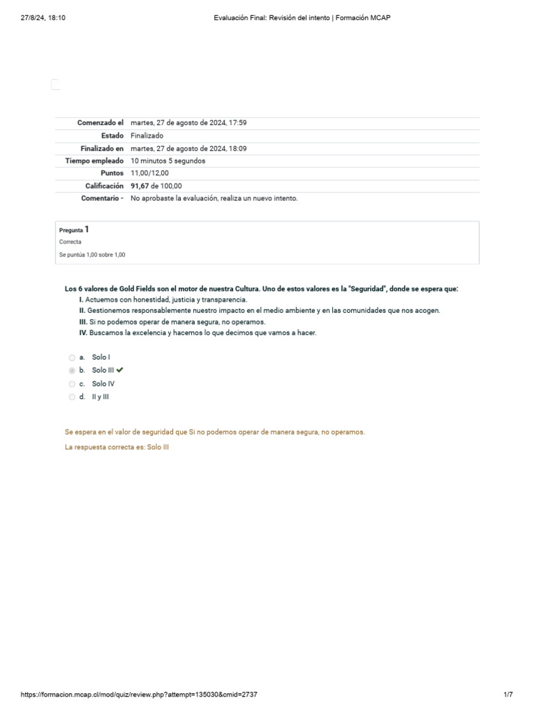 Evaluación Final - Revisión Del Intento - Formación MCAP | PDF