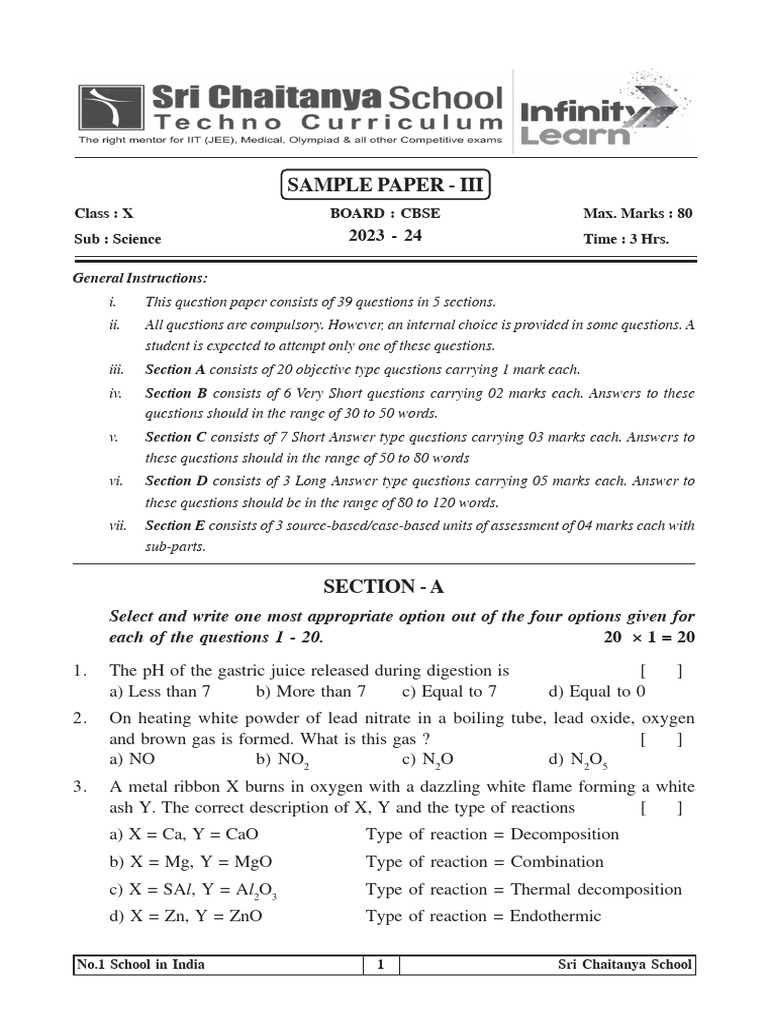 CBSE - X Class (G.S) Sample Paper - III QP | PDF