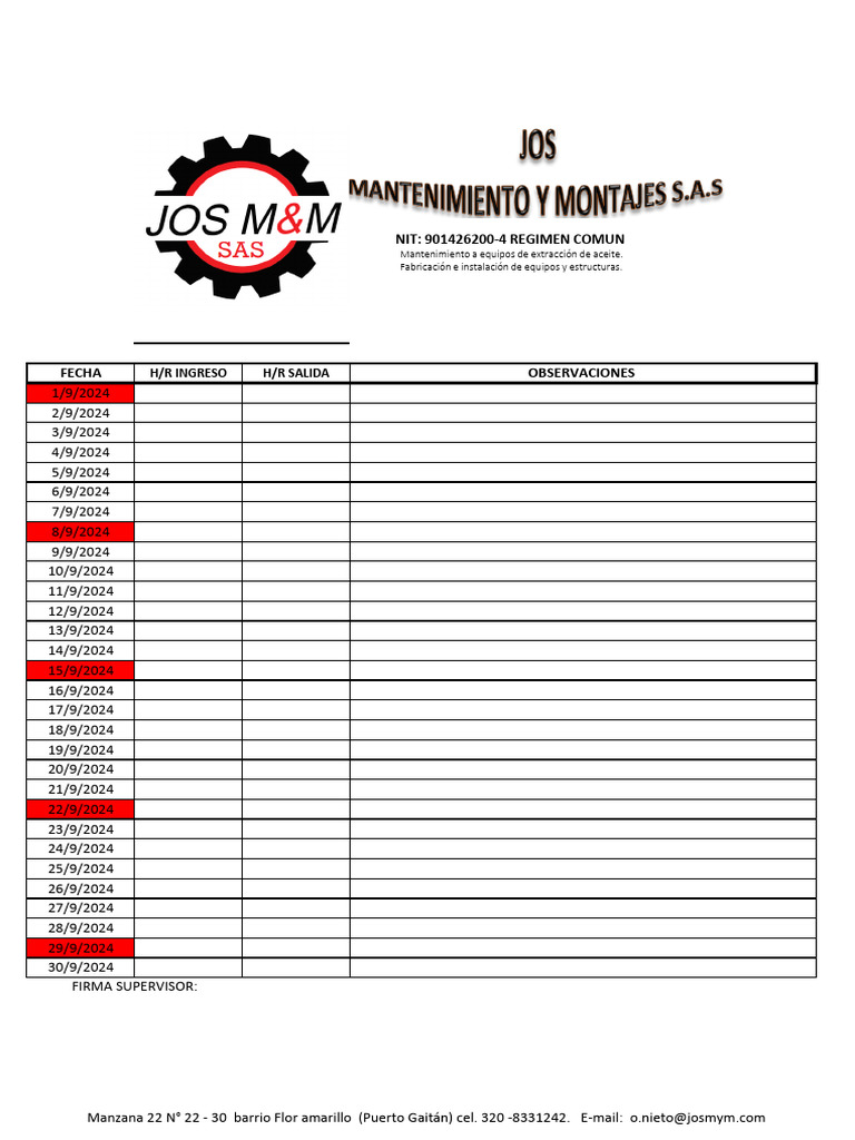 Planilla de Ingreso Personal Septiembre | PDF