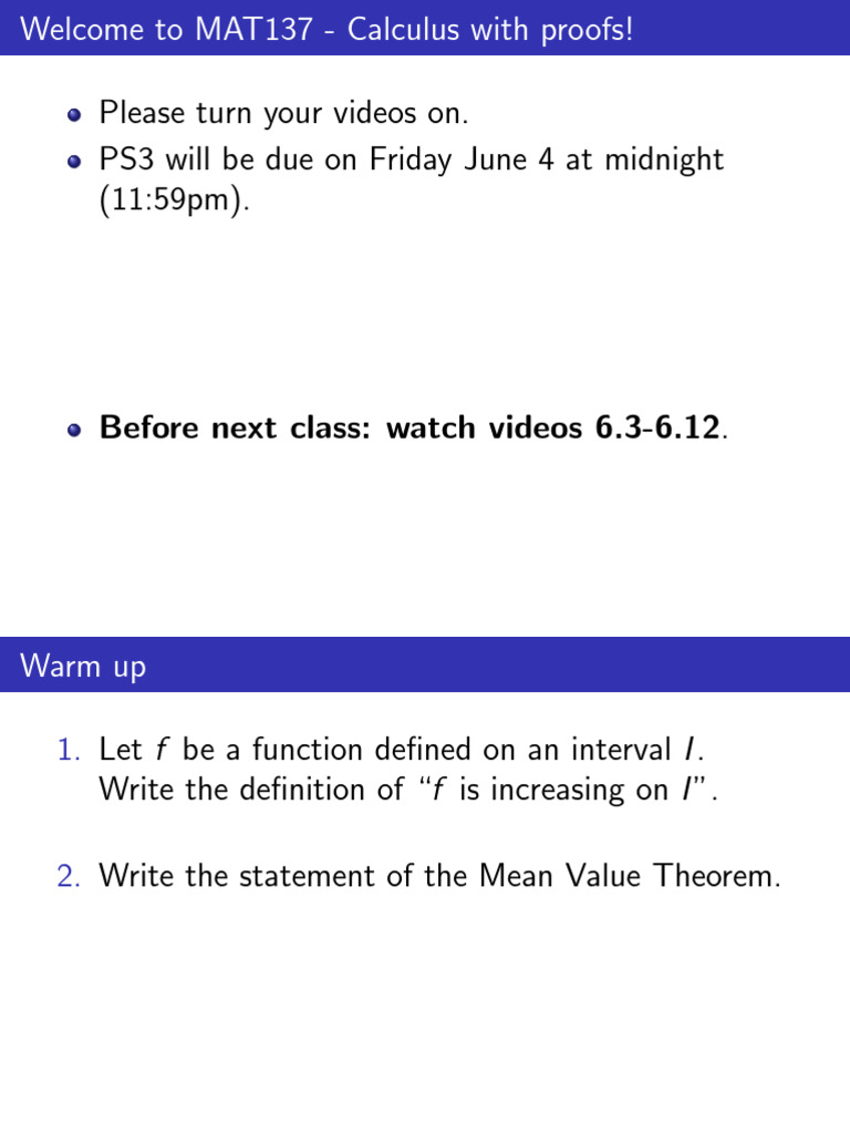 MAT137 Summer 2021 LEC10 | PDF