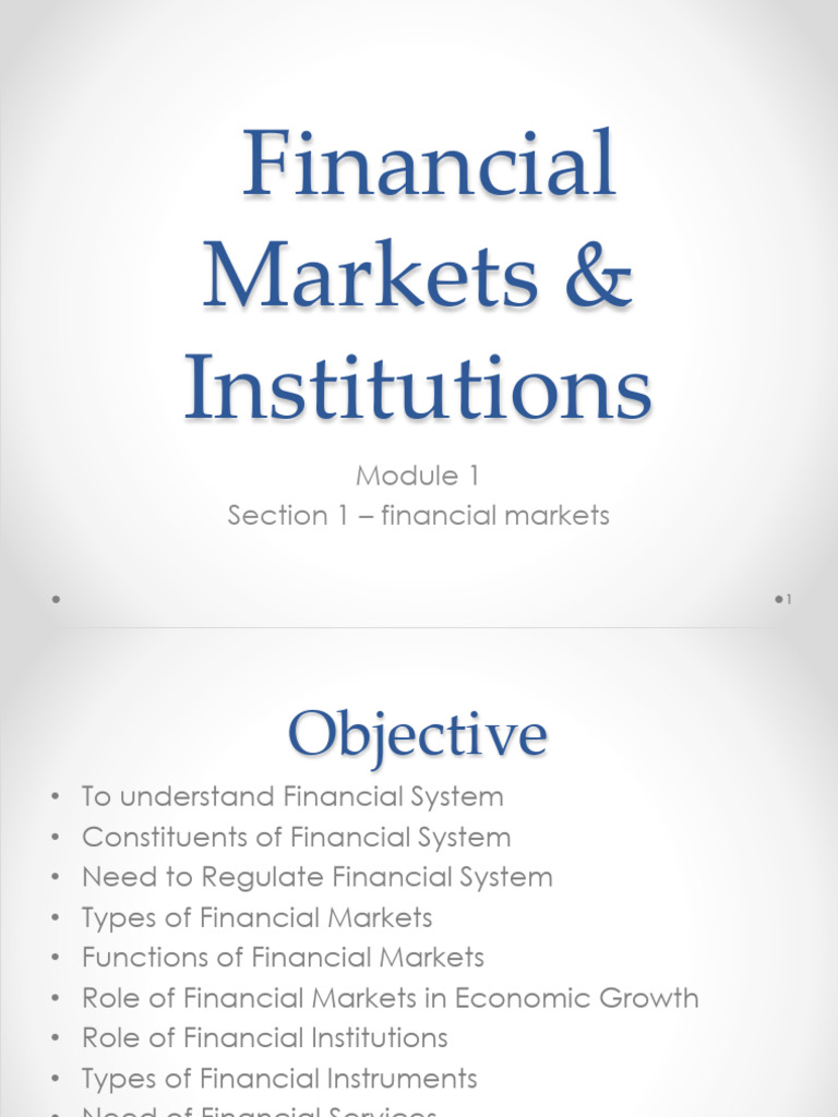An Introduction To A Financial System and Its Constituents | PDF ...