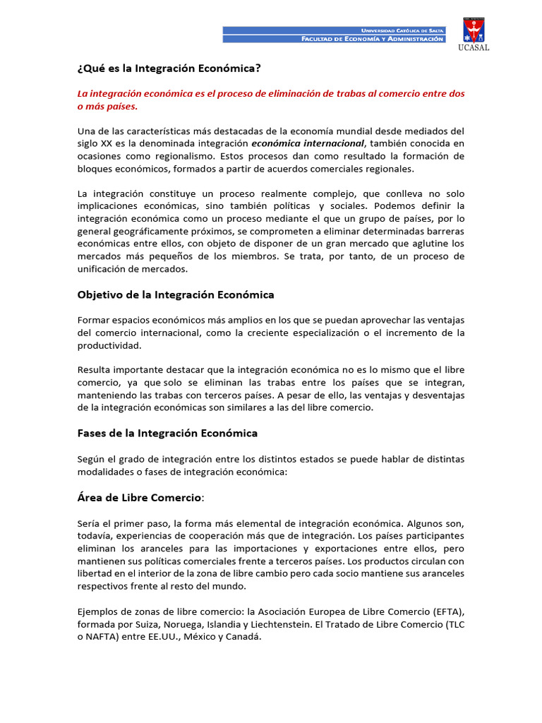 Niveles de Integracion Economica | PDF