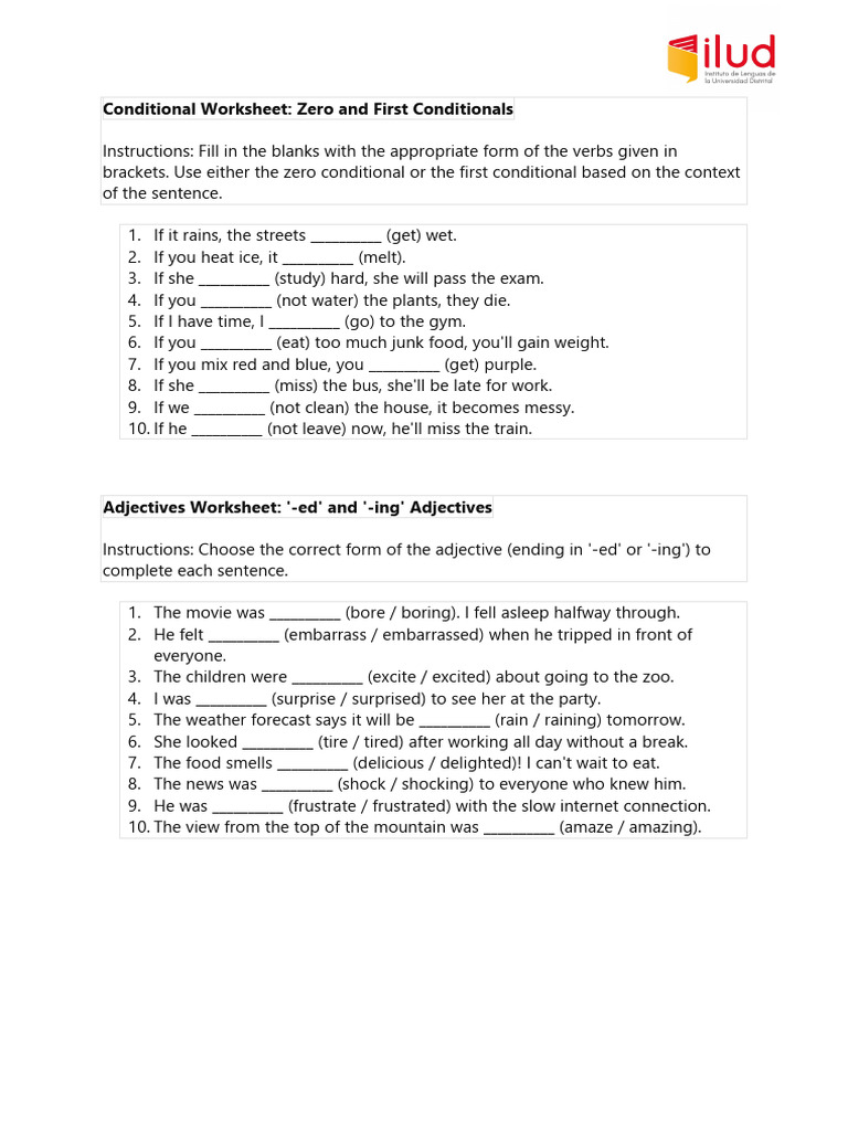 Conditional Worksheet | PDF