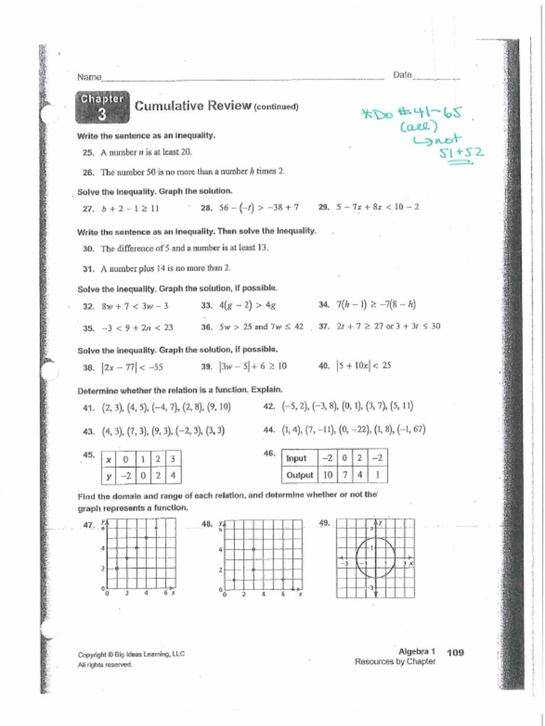 Chapter 3 Cumulative Review Packet With Answers | PDF