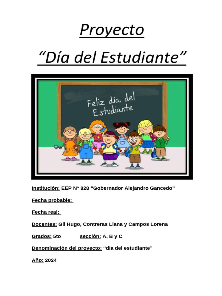 Proyecto dia del estudiante | PDF